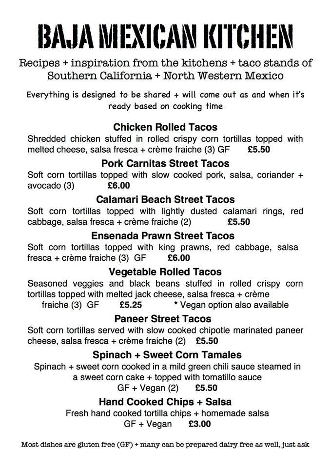 Carta del restaurante Baja Mexican Kitchen, Hove