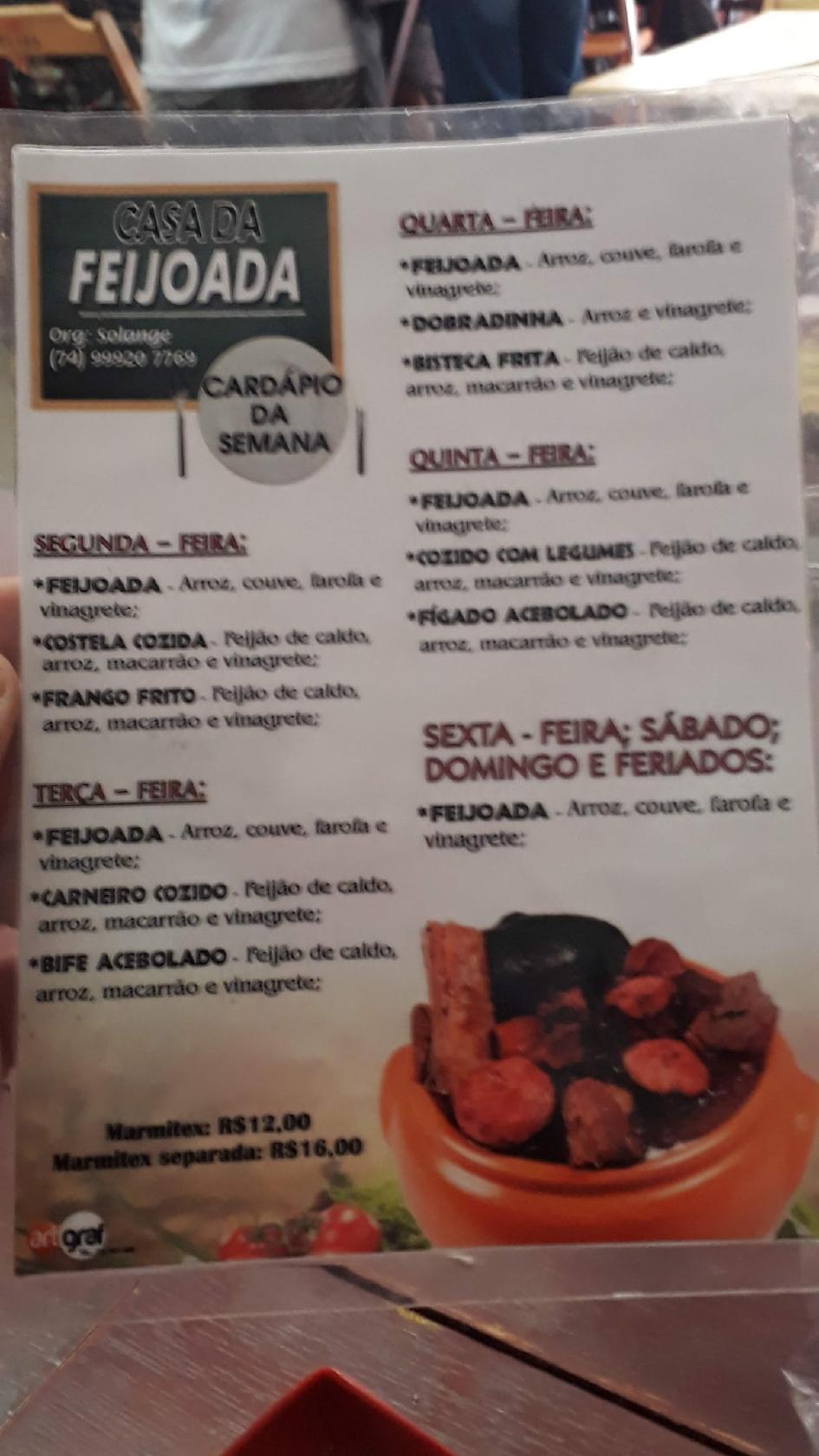 Menu em Casa da Feijoada restaurante, Irecê