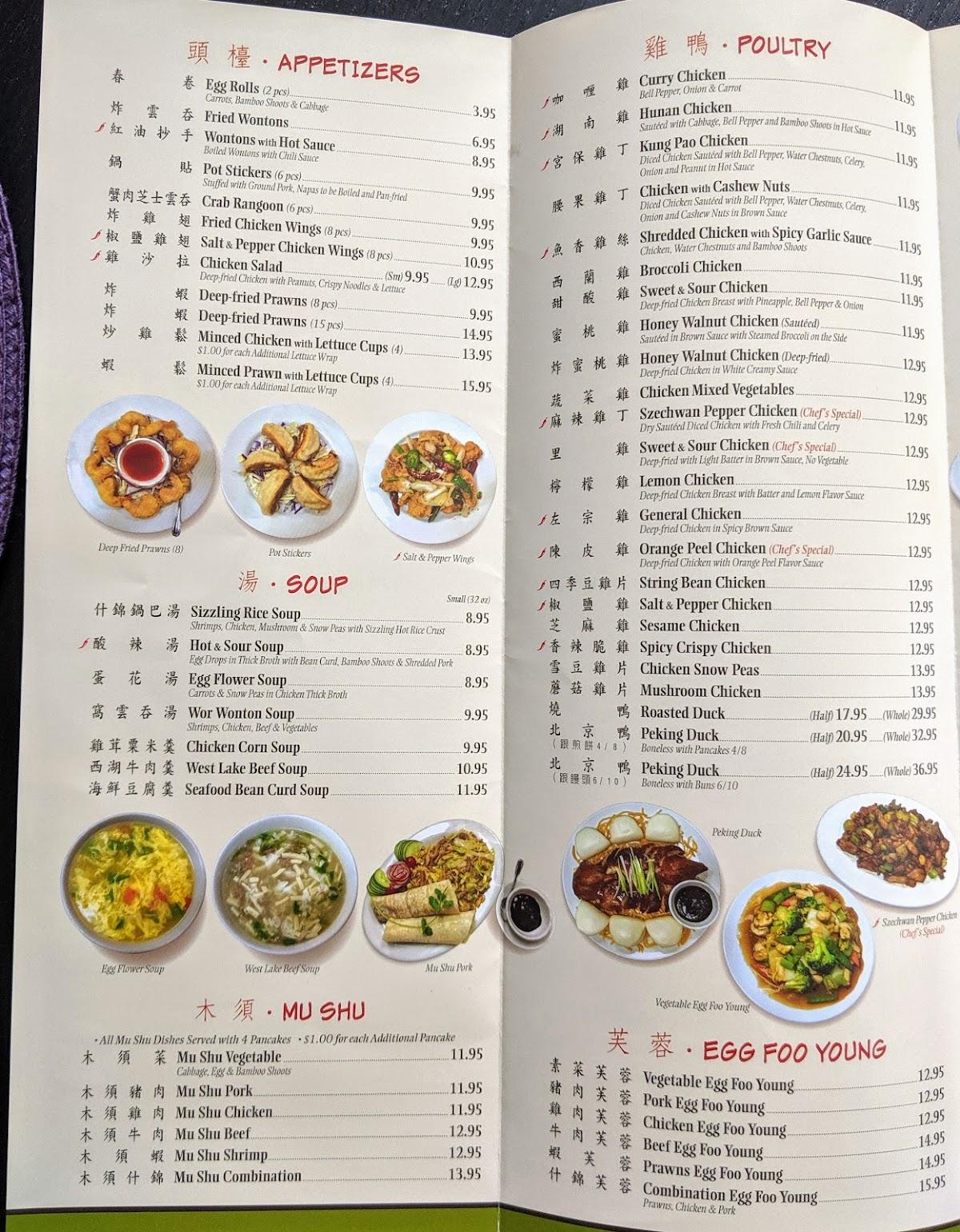 Menu at China Delight restaurant, San Jose, Cottle Rd