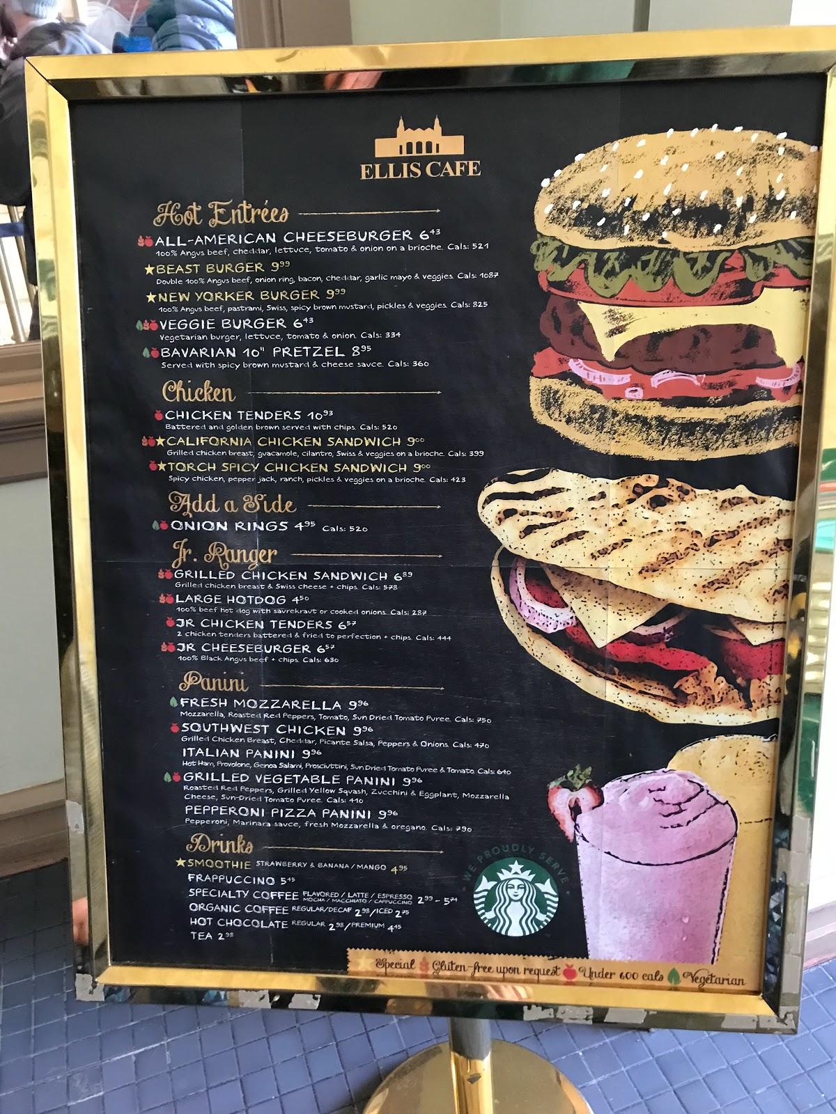 Menu at Ellis Island Cafe, New York City, Ellis Island