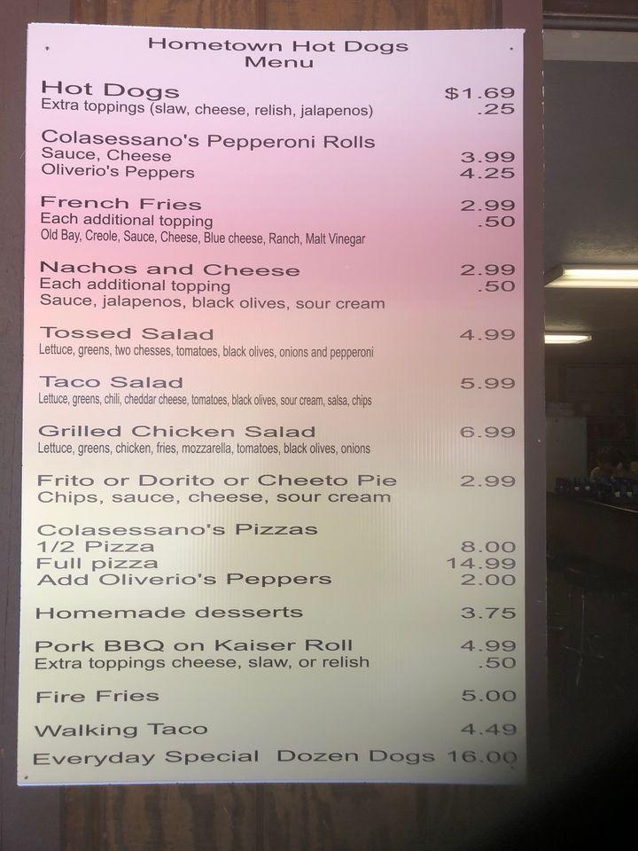 Menu at Hometown Hotdogs Of Fairview restaurant, Fairview