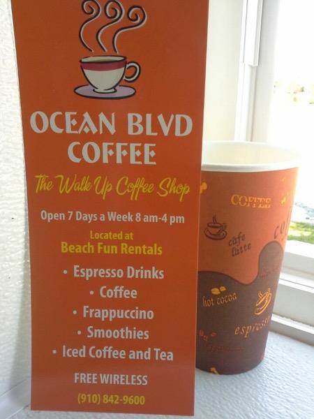 Menu at Ocean Boulevard Coffee restaurant, Holden Beach