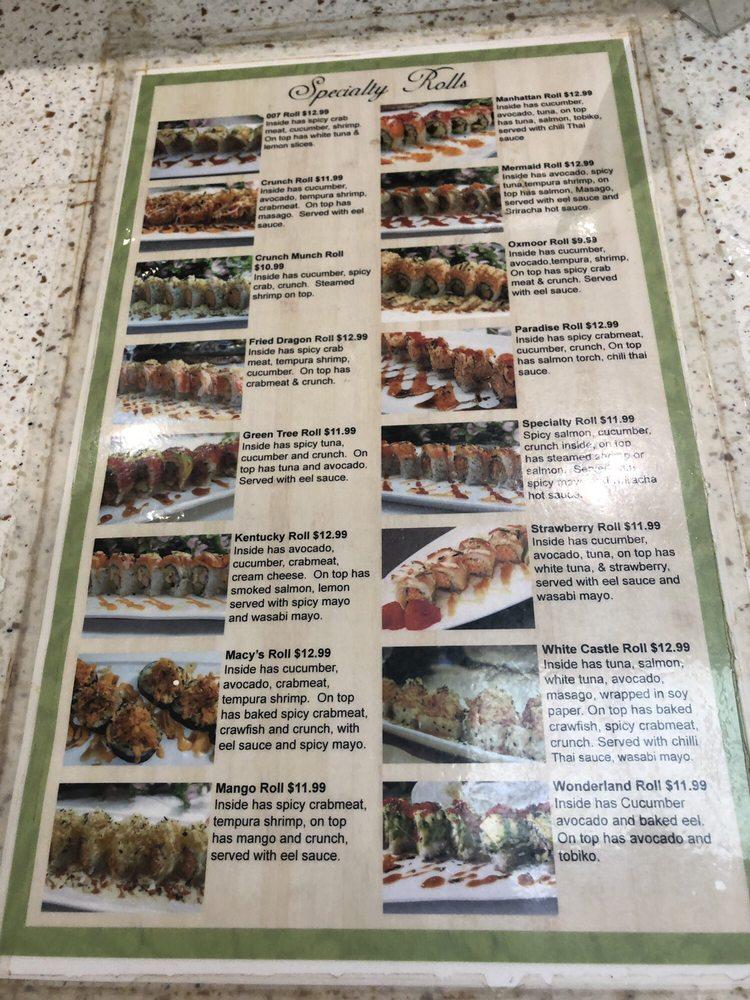 Menu at Rice Hibachi & Sushi Kiosk restaurant, Louisville