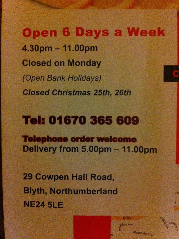 Menu at Tasty Wok fast food, Blyth