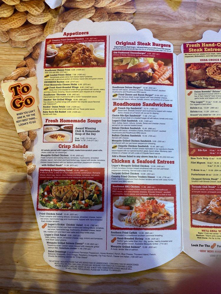 Menu at Logan's Roadhouse BBQ, Goldsboro