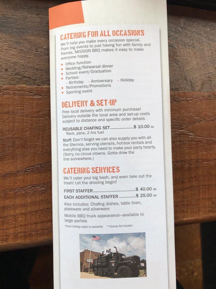 Menu at MISSION BBQ, Novi