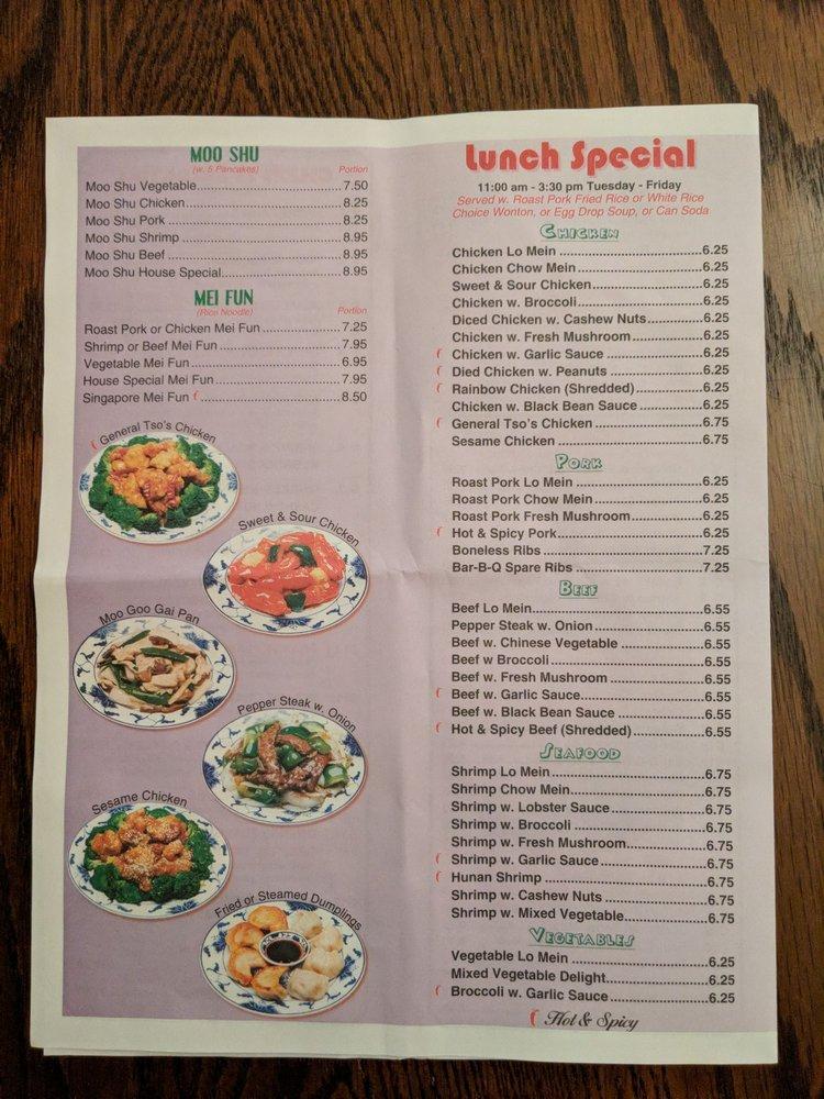 Menu at Top China restaurant, Cape Charles