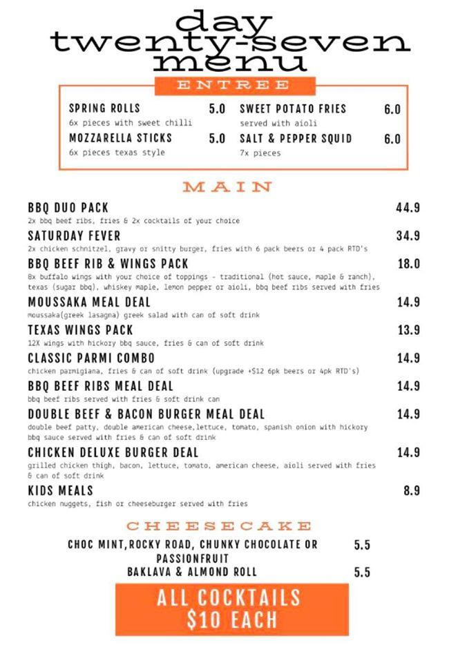 Menu at Cabbage Tree Hotel pub & bar, Fairy Meadow