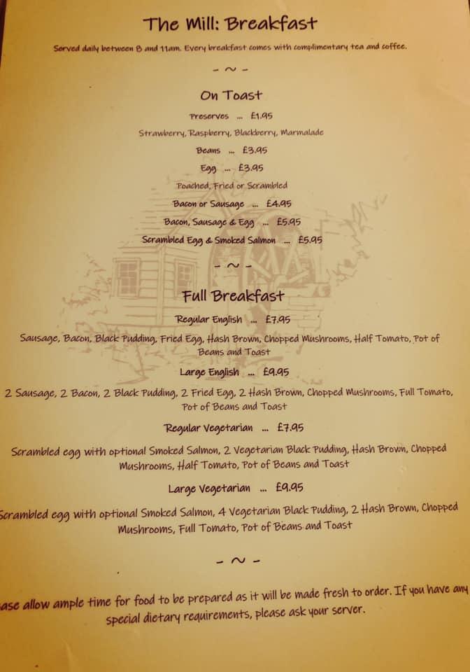 Menu at The Mill at Charnock Farm pub & bar, Leyland, 35 Wigan Rd