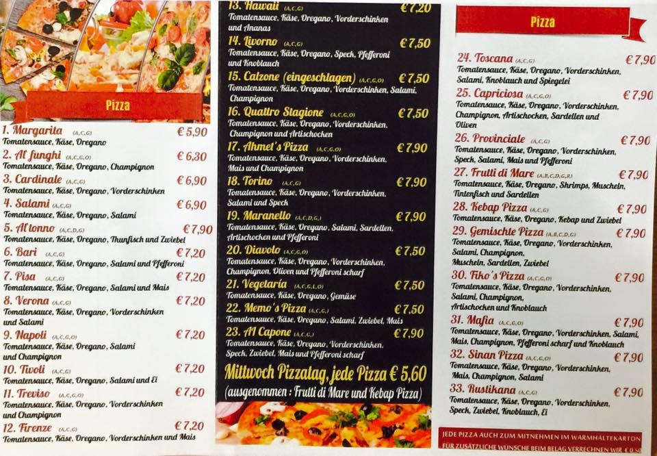 Speisekarte von Fiko Pizza&Kebap, Sierning
