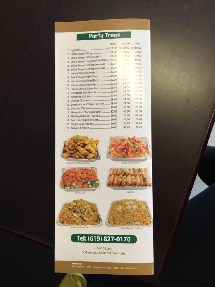 Menu at Golden Mandarin restaurant, Chula Vista