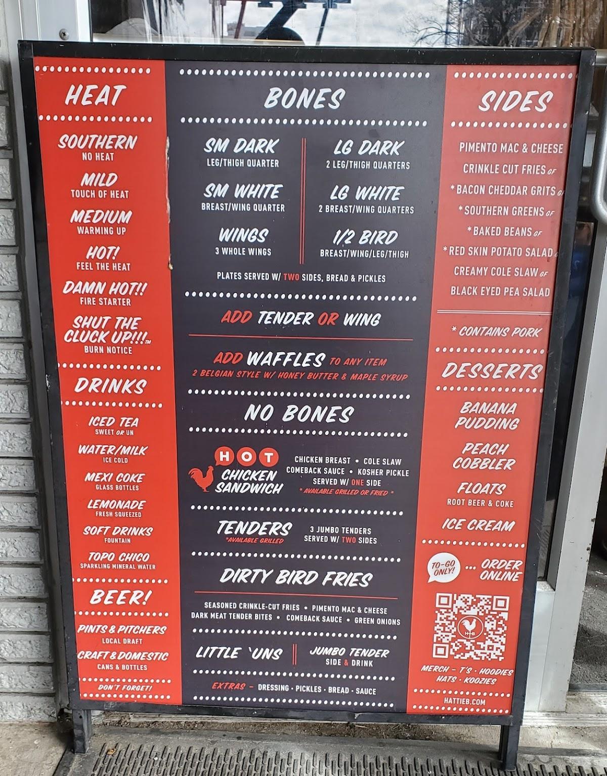 Menu at Hattie B's Hot Chicken - Nashville - Midtown restaurant ...