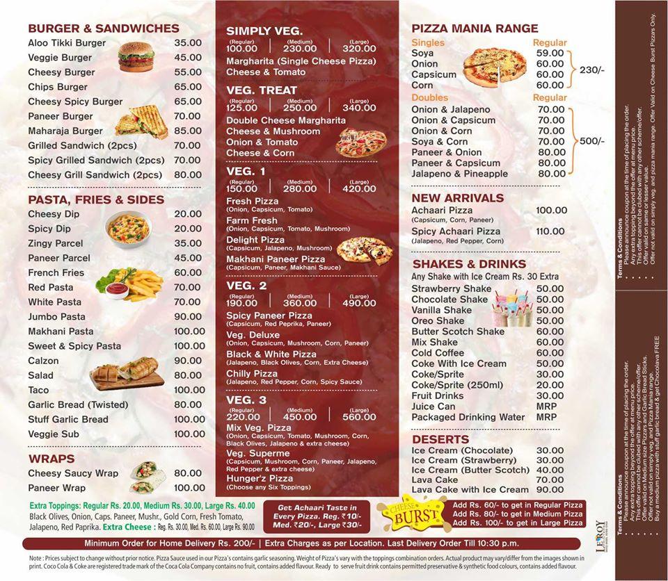Menu at Hunger'z Mahilpur, Mahilpur