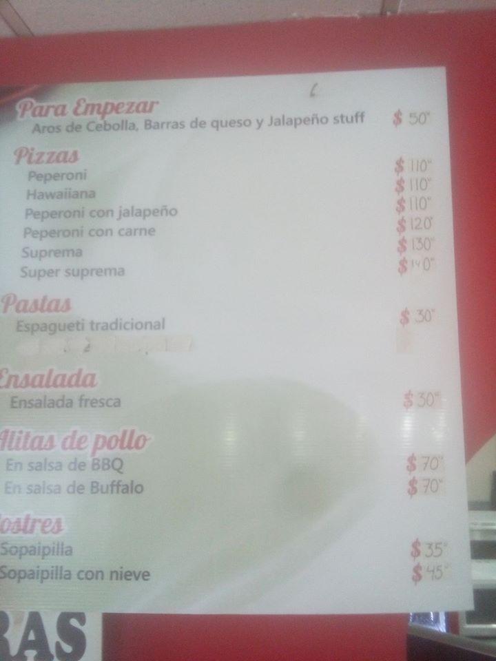 Carta del restaurante Kimbo’s pizza, Ojinaga