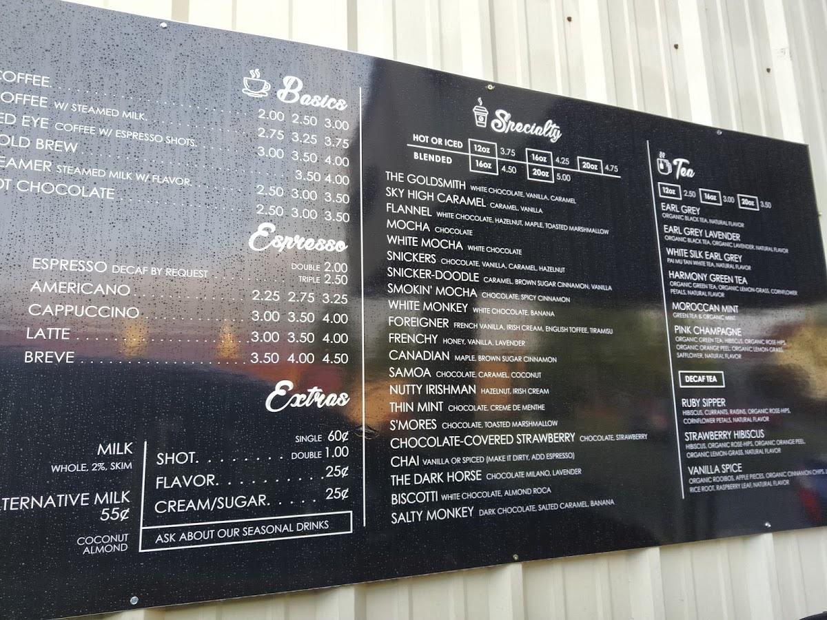 Menu at Mr. Postman Expresso cafe, Searcy