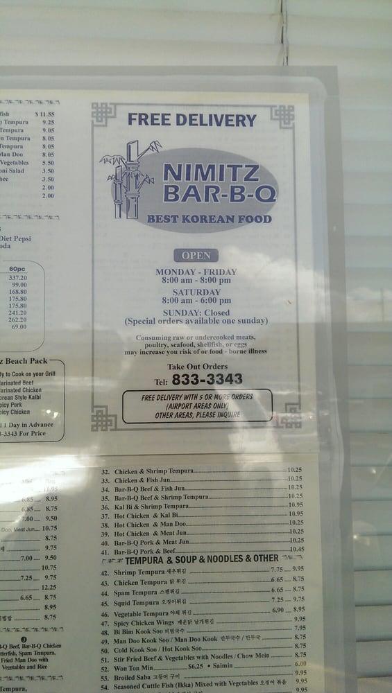 Menu at Nimitz Bar-Bq House, Honolulu