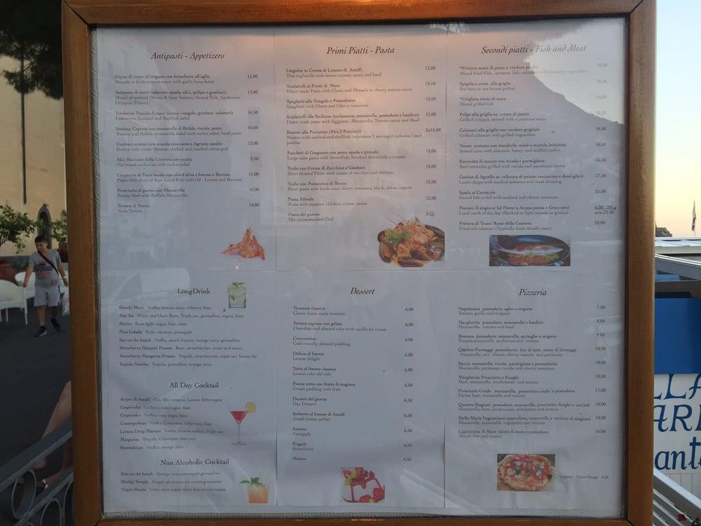 Menu at Stella Maris pub & bar, Amalfi