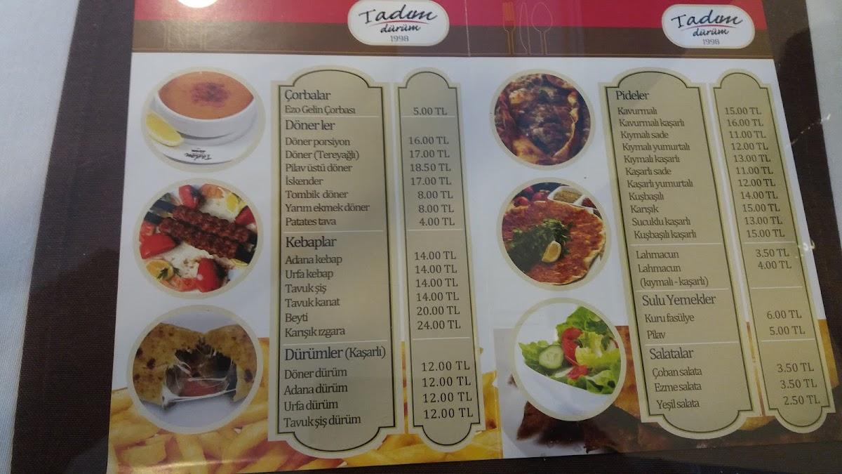 Menu at Tadim Durum, Istanbul, Karlıdere Cd. 84/A