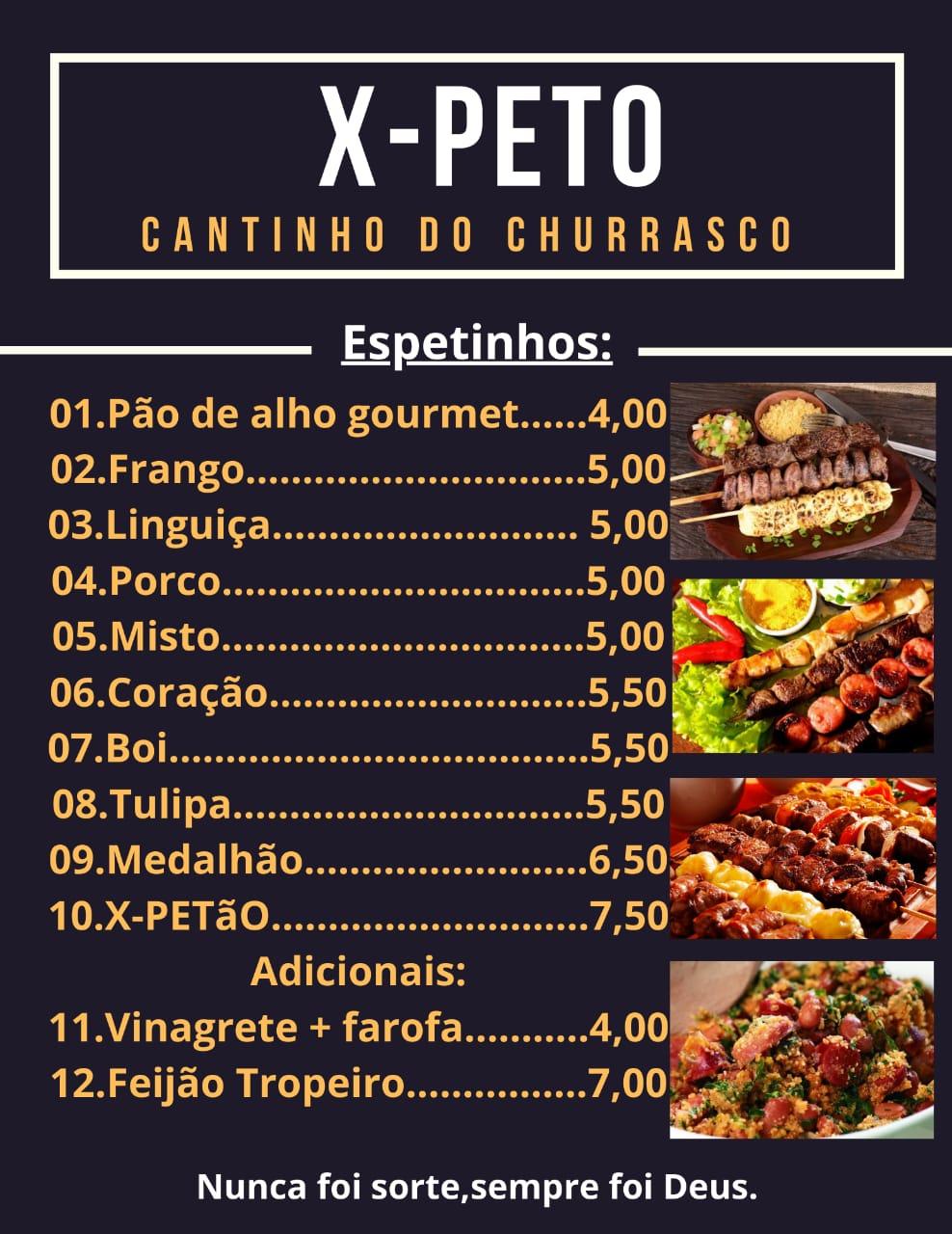 Menu at X-peto cantinho do churrasco pub & bar, Guarapari