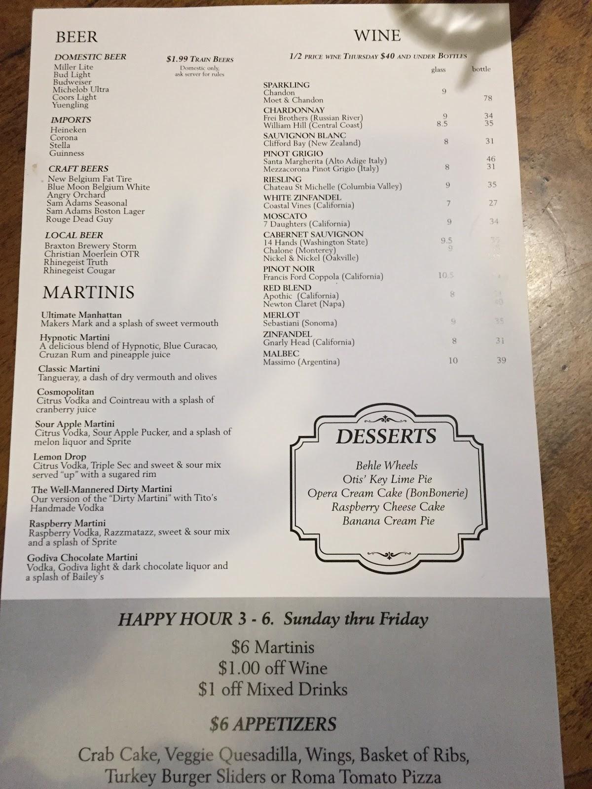 Menu at Behle Street by Sheli pub & bar, Fort Mitchell