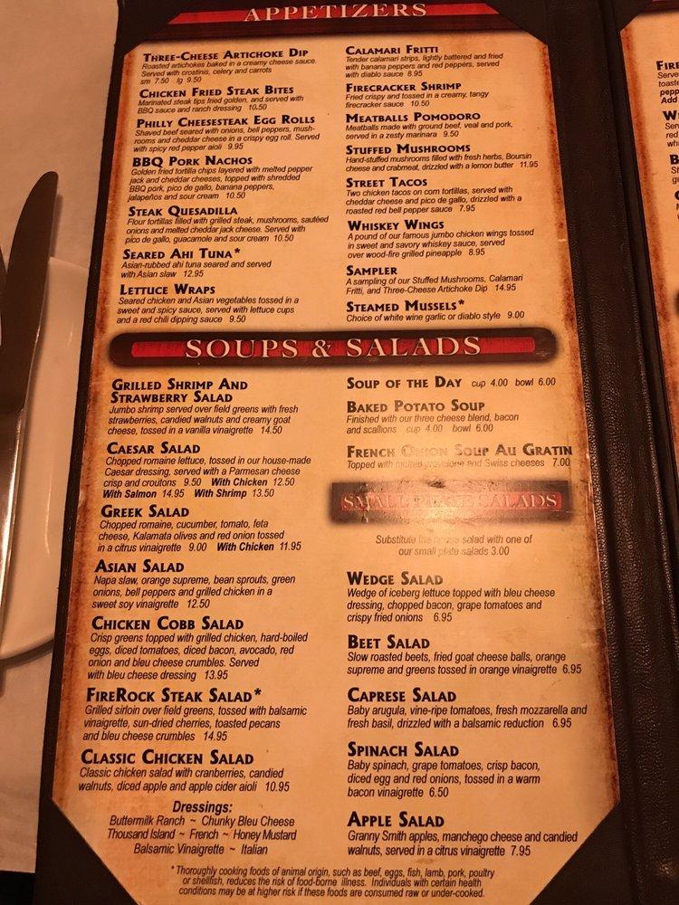 Menu at FireRock Steakhouse, Las Vegas, Centennial Center Blvd