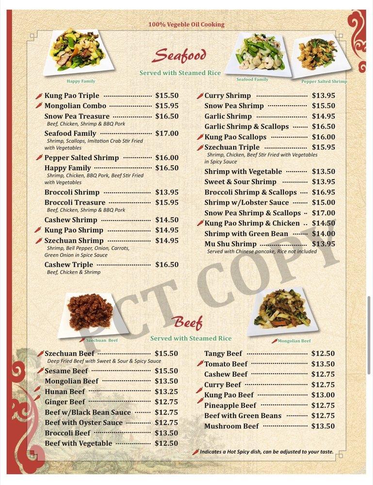 Menu at Lin's Restaurant, Tillamook