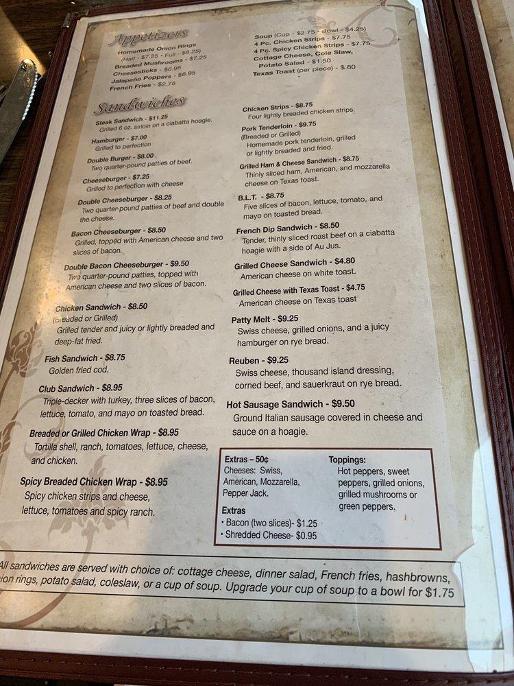 Menu at Patrick's Restaurant, Adel