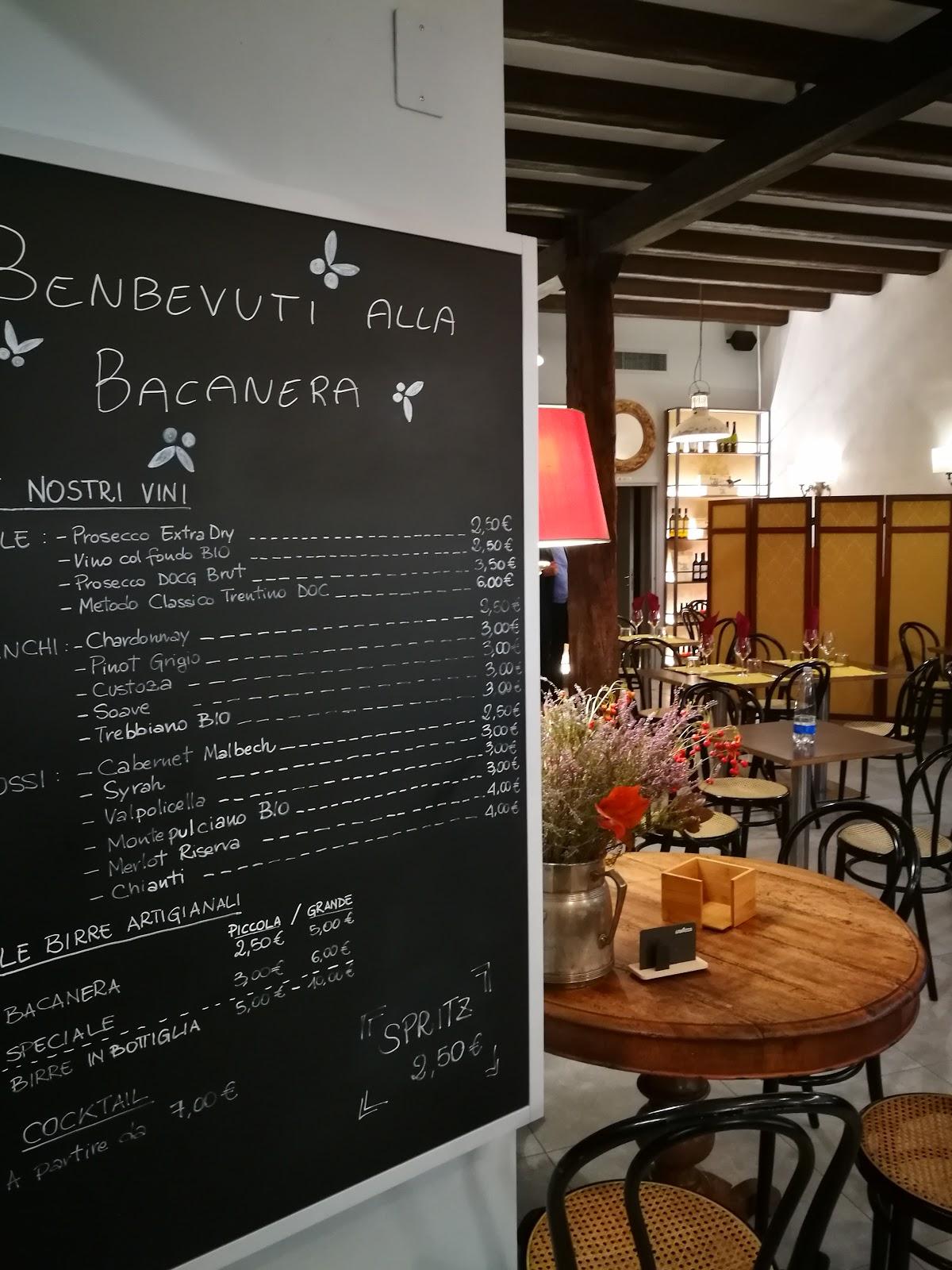 Menu at Hostaria Bacanera restaurant, Venice, Campiello de la Cason