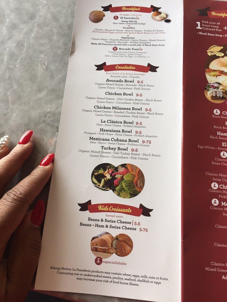 Menu at La Panadería Bakery Café, San Antonio, Broadway