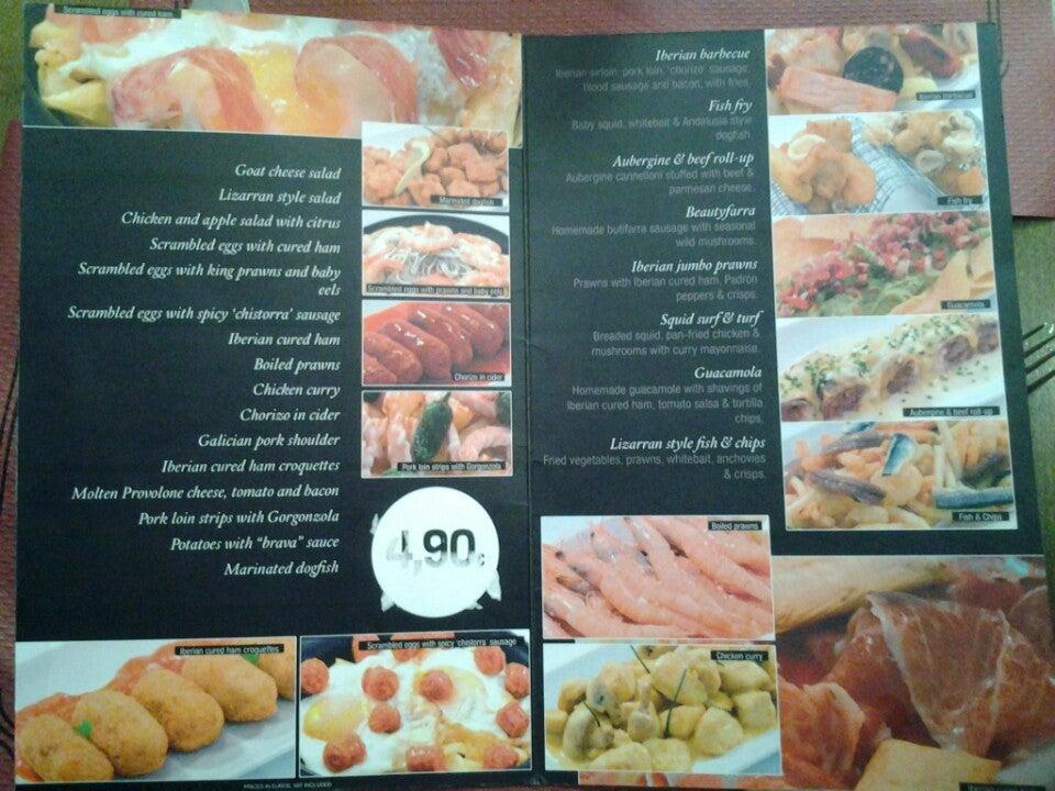 Carta del pub y bar Lizarran, Toledo, C. del Toledo del Ohio