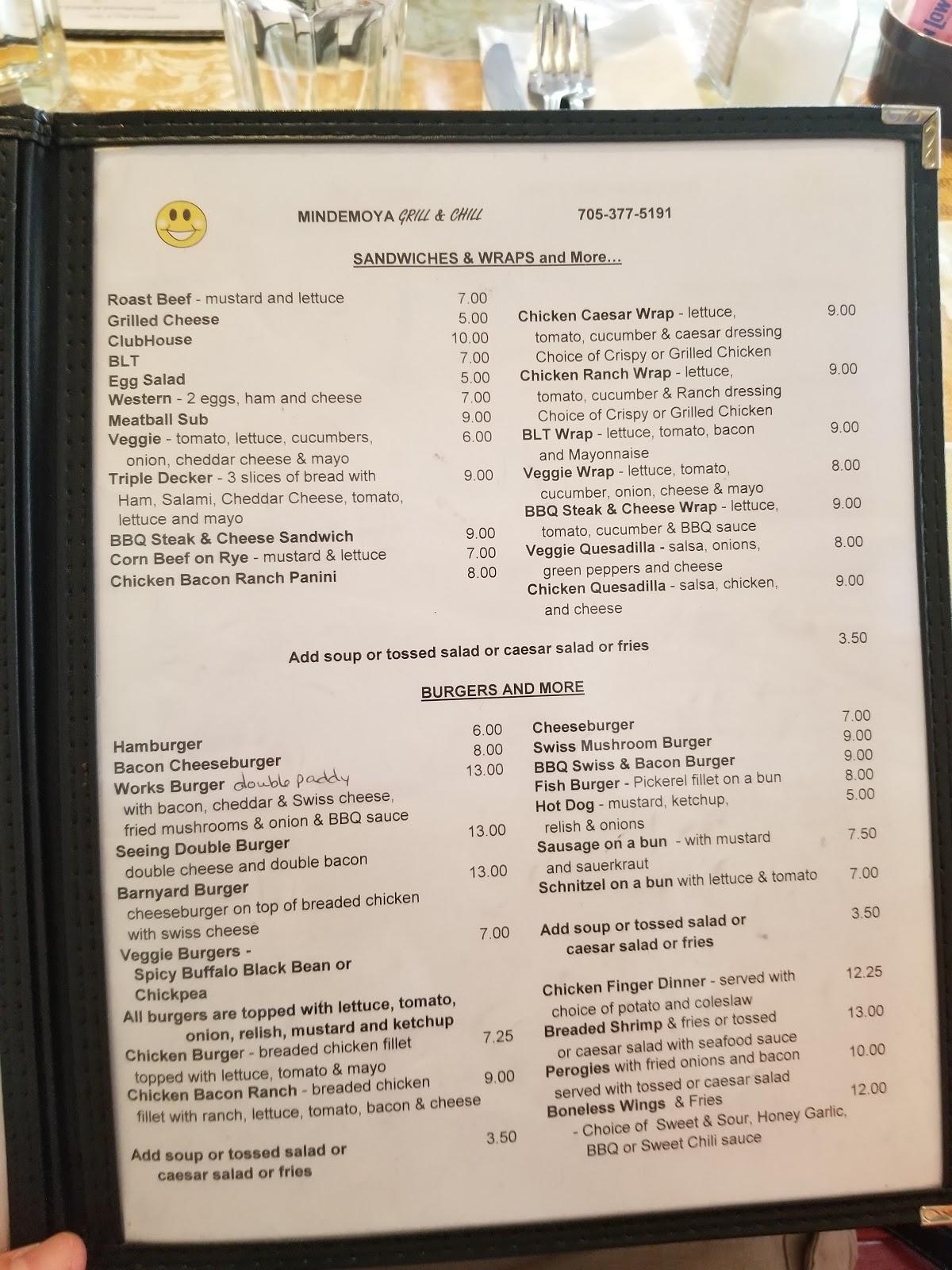 Menu at Mindemoya Grill fast food, Mindemoya