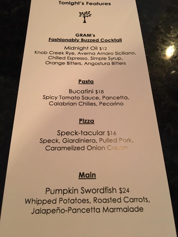 Menu at Osteria Rossa pizzeria, Grand Rapids