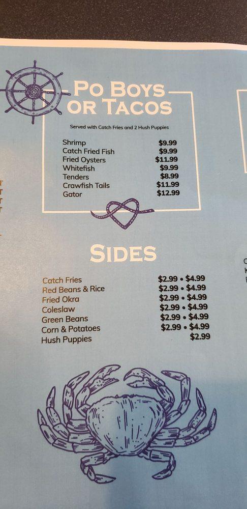Menu at The Catch Lubbock restaurant, Lubbock