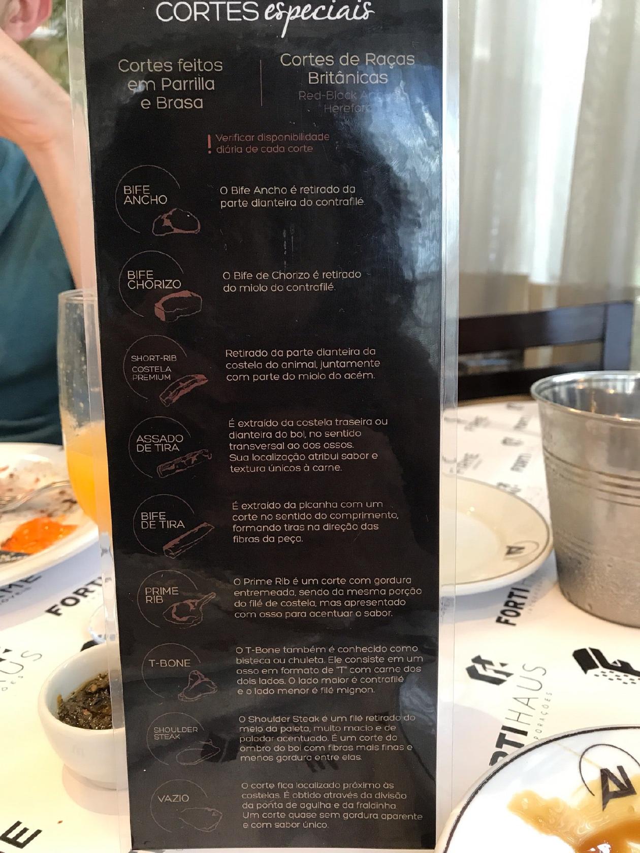 Menu at Arco Íris Churrascaria, Curitiba, R. Maestro Carlos Frank