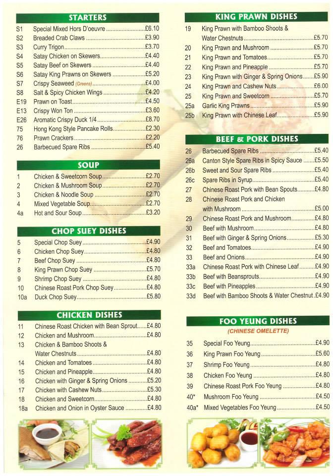Menu at Eastern Delight fast food, Barnstaple