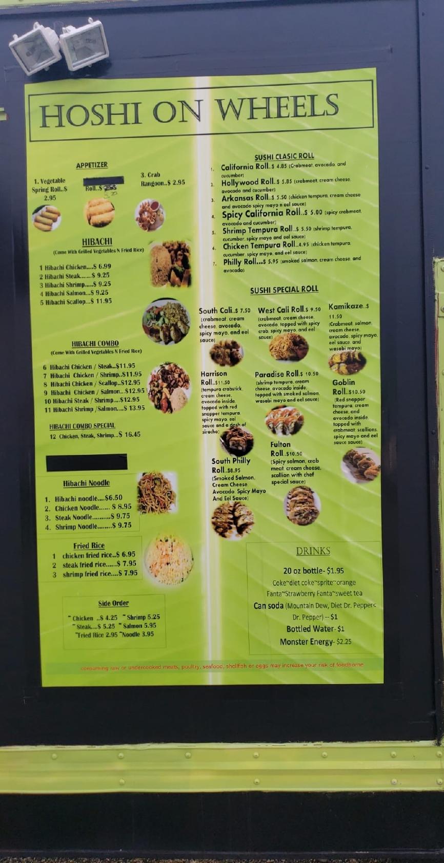 Menu at Hoshi Japanese Express Troy restaurant, Troy