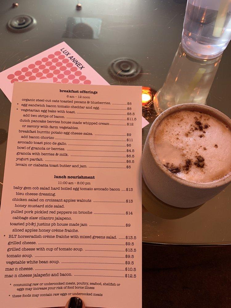 Menu at LUX Max Annex restaurant, Scottsdale