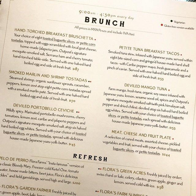Menu at Outpost pub & bar, Cabo San Lucas