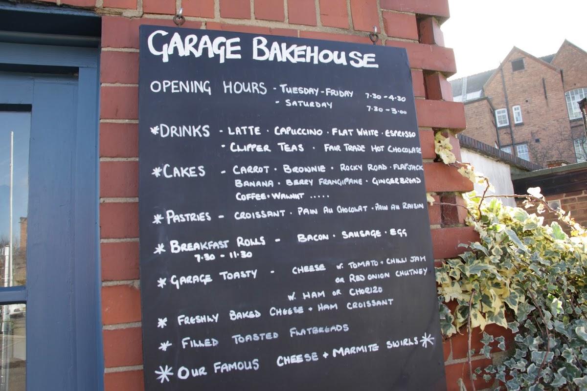 Menu at The Garage Bakehouse restaurant, Market Harborough