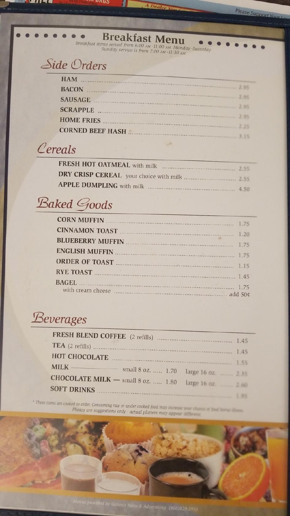 Menu at Dover Valley Restaurant, Dover