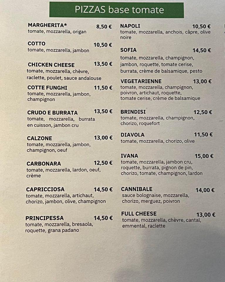 Carta del restaurante eat'alia, Rémilly