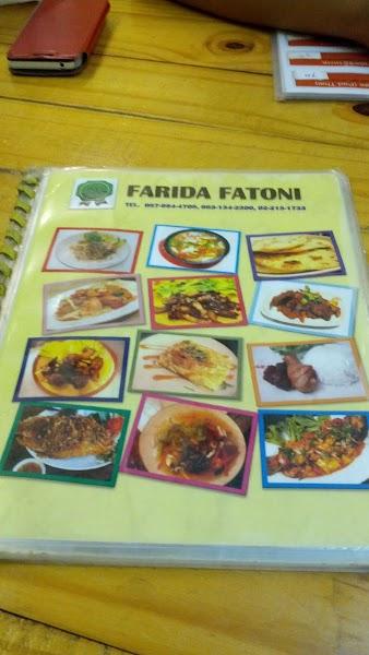 Menu at Farida Fatornee restaurant, Bangkok