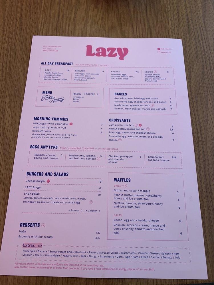 Menu em Lazy, Porto