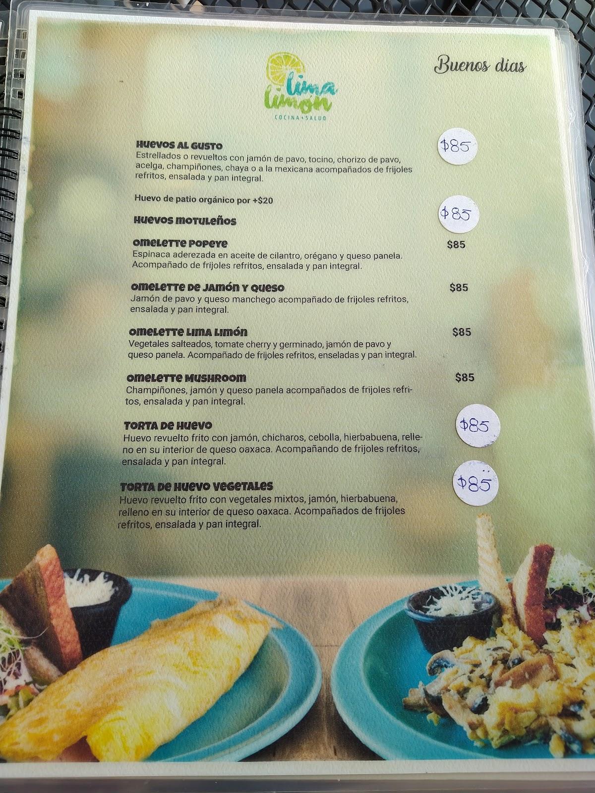 Carta del restaurante Lima Limón, Chetumal