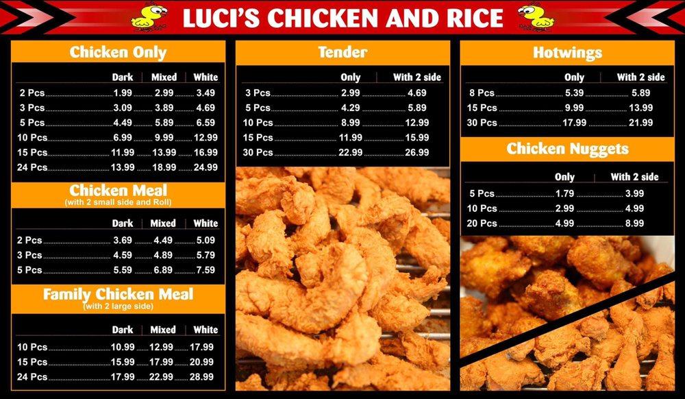 Menu at Luci's Chicken & Rice fast food, Grand Prairie