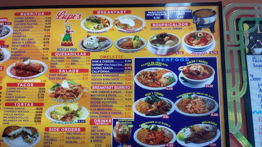 Menu at Lupe's Cafe, Poway