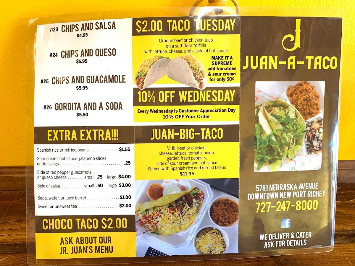 Menu at Juan-A-Taco Taco's & more Food Truck restaurant, New Port Richey