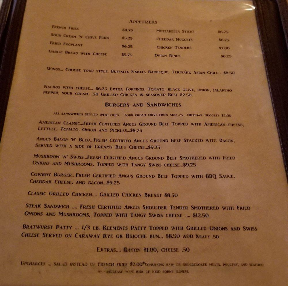 Menu at Landmark 1850 Inn pub & bar, Milwaukee