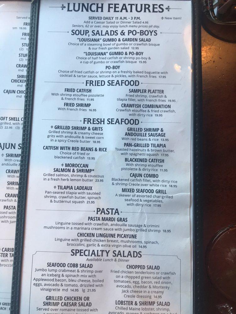 Menu at Pappadeaux Seafood Kitchen restaurant, Norcross, Jimmy Carter Blvd