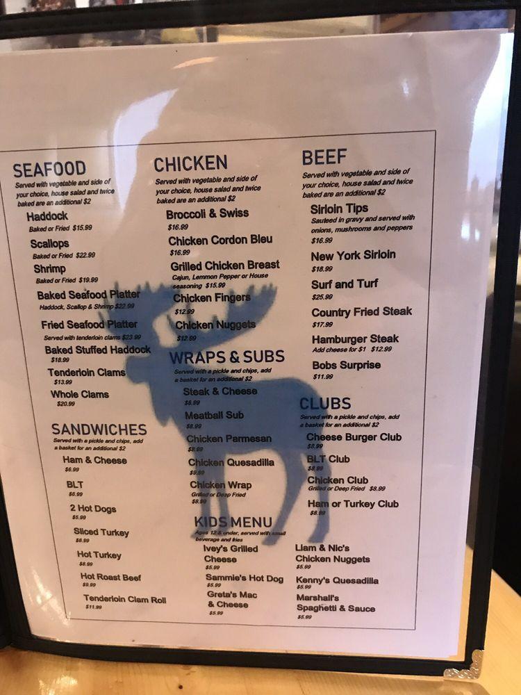 Menu at Blue Moose restaurant, Monticello, 180 US-1